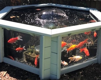 Lily Clear View Garden Aquarium Raised Hexagon Fish Pond With Large ...