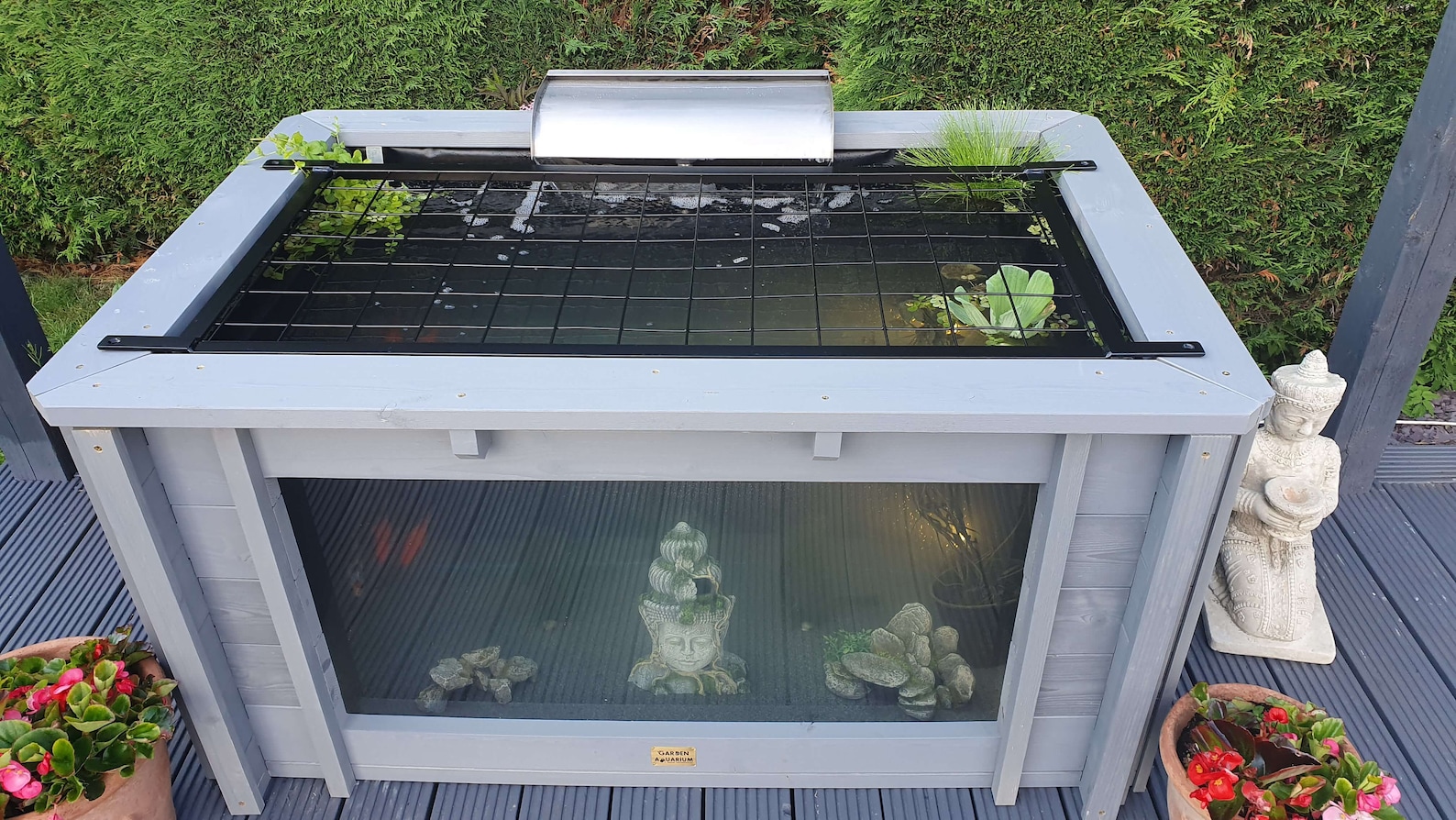 Iris Clear View Garden Aquarium Raised Rectangle Fish Pond With Large ...