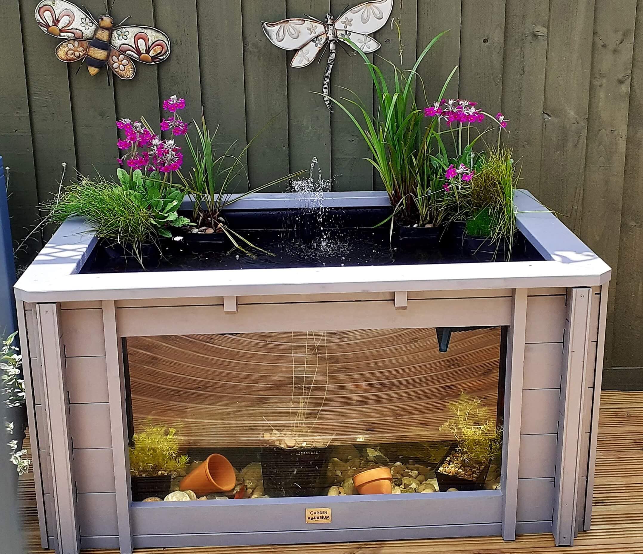 Iris Clear View Garden Aquarium Raised Rectangle Fish Pond With Large ...
