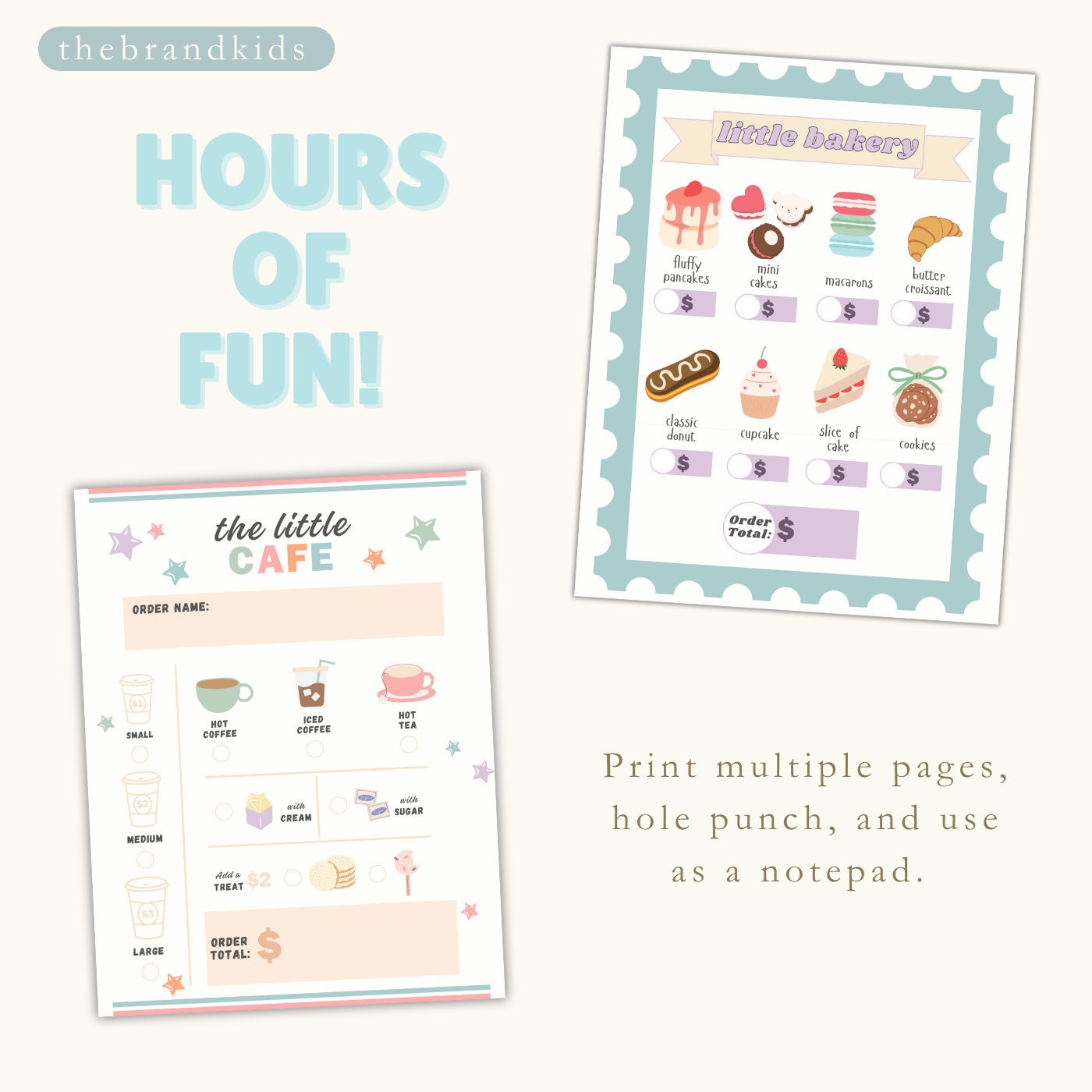 Kids Activity Pages for Summer Digital Downloads Pretend Play Order ...