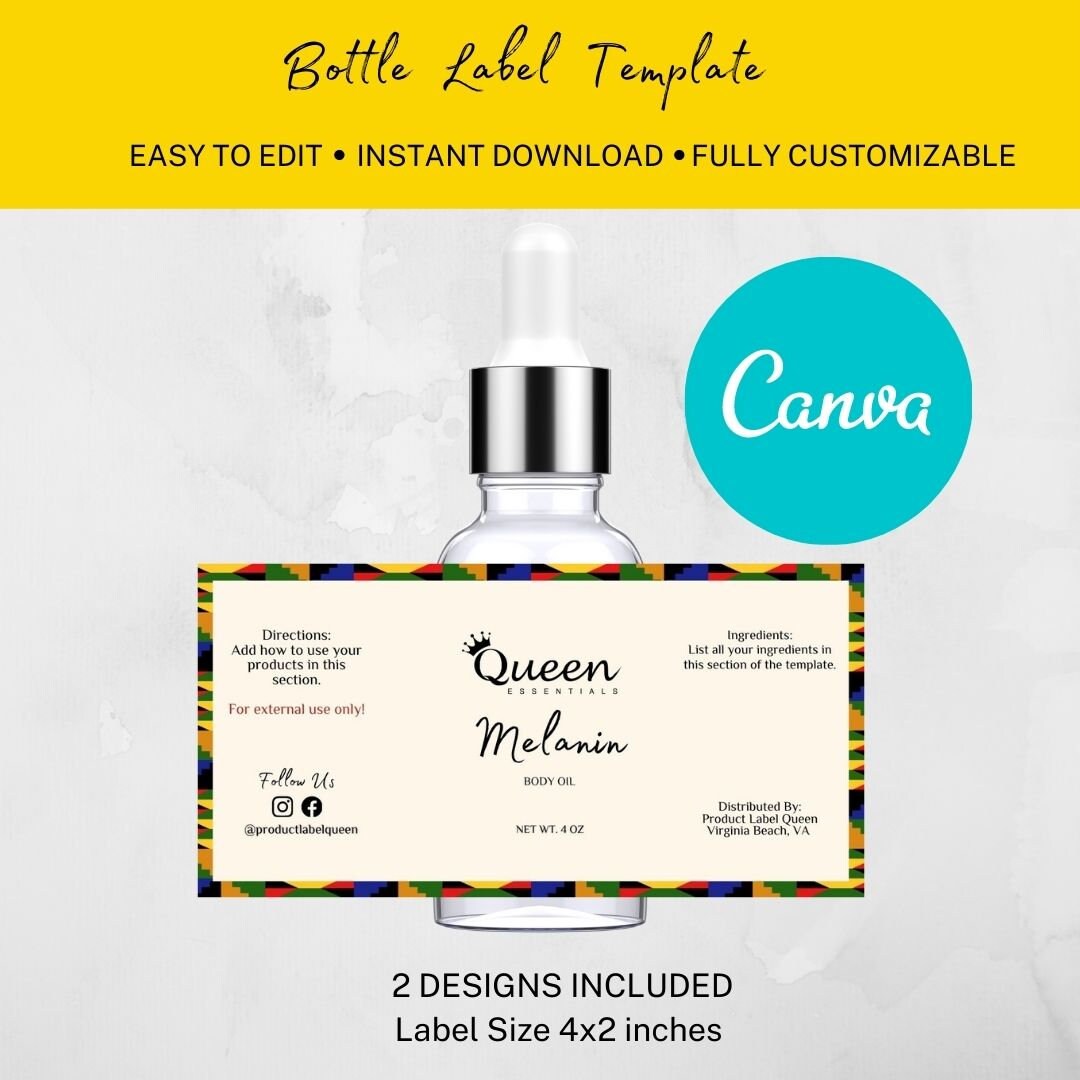 Body Oil Label Template 4x2 - Etsy