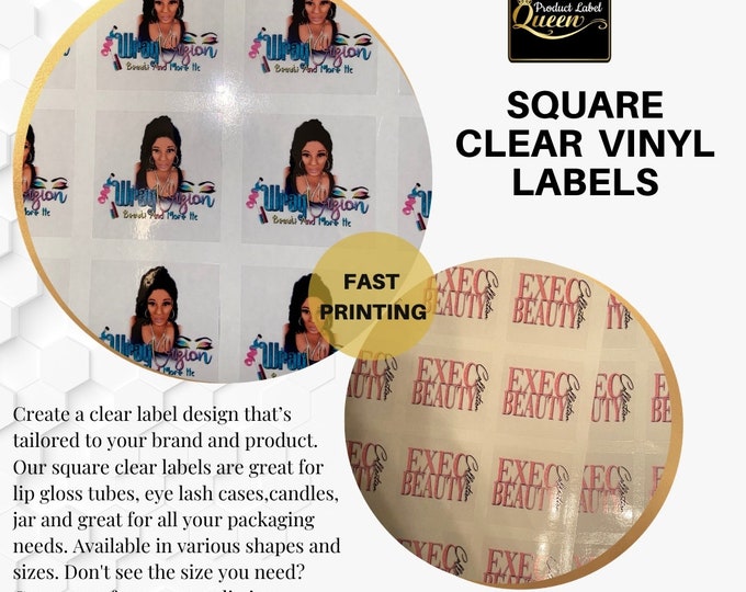 Clear Logo Labels (square) - Etsy