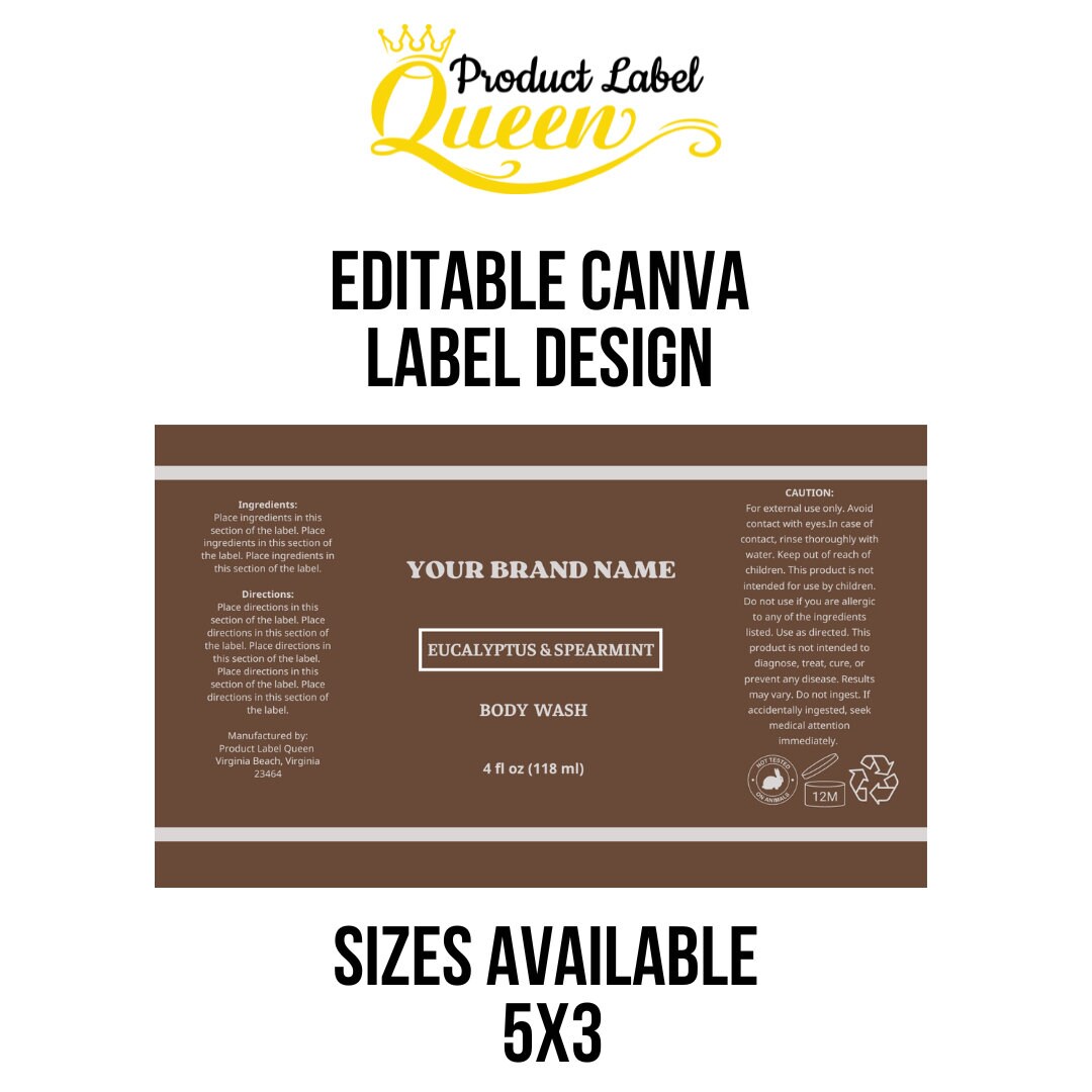 Editable Canva Label Template| Body Wash 5x3 - Etsy