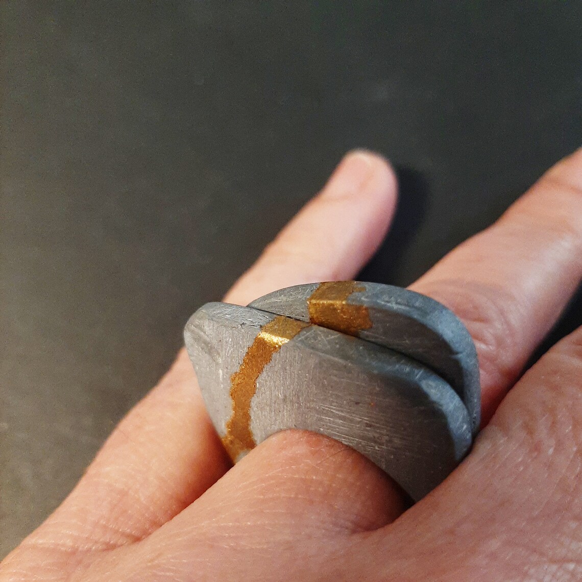 Contemporary Beton Statement Rings Sliced Concrete and Gold - Etsy