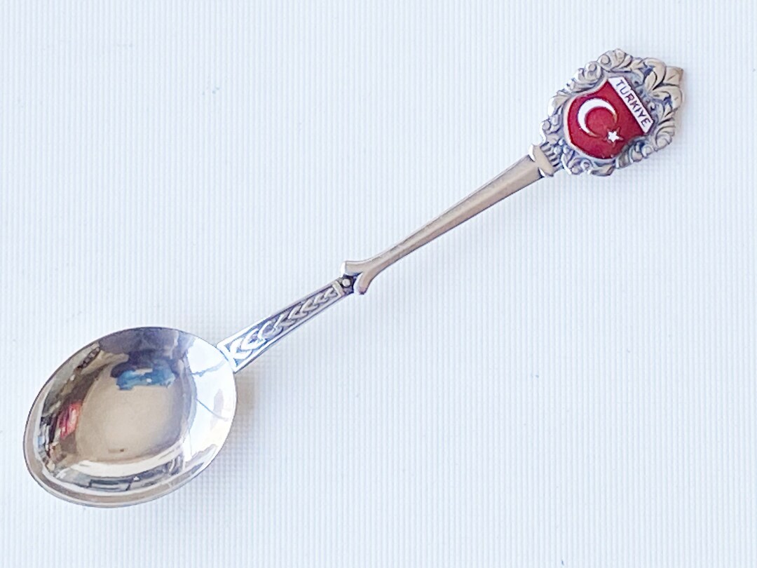 Vintage Turkiye 800 Silver Enamel Keepsake Spoon Marked - Etsy