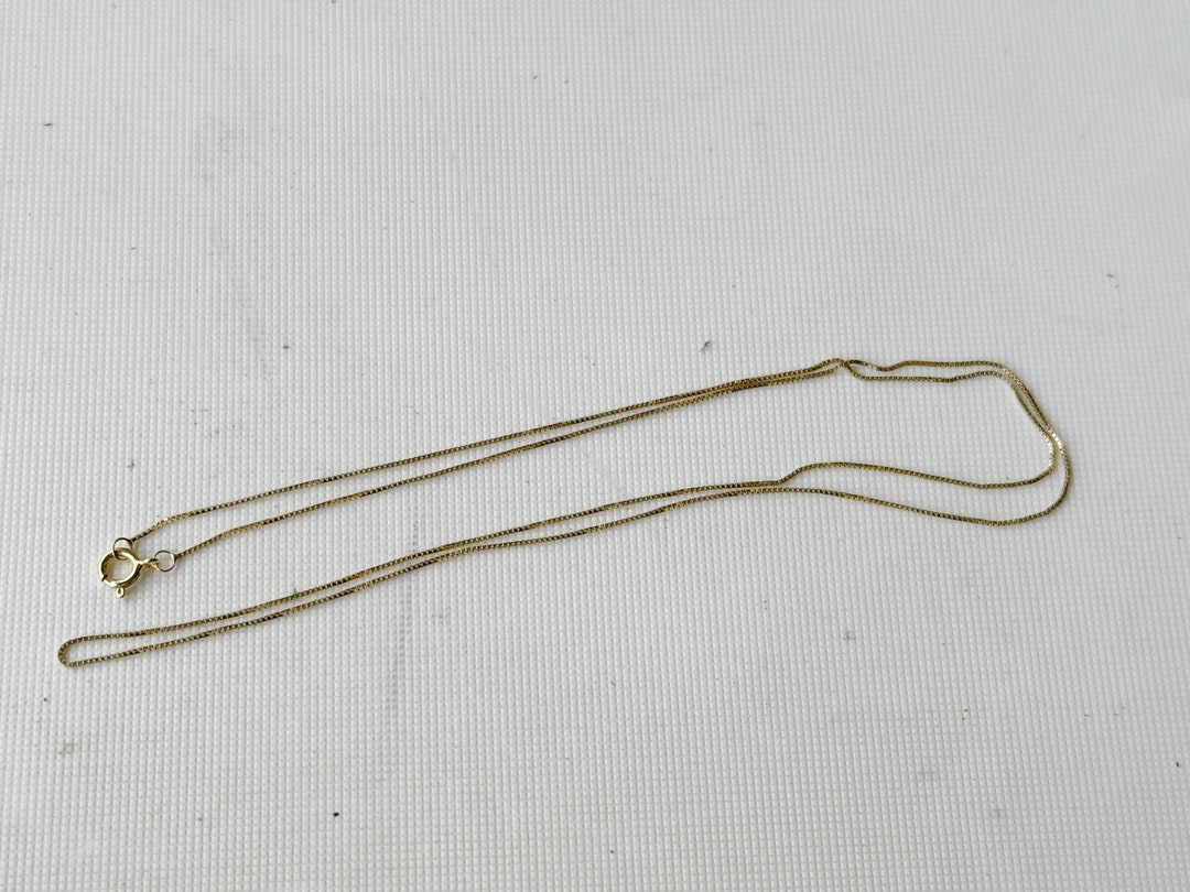Vintage 10K Yellow Gold Box Necklace Length 17 Inches - Etsy