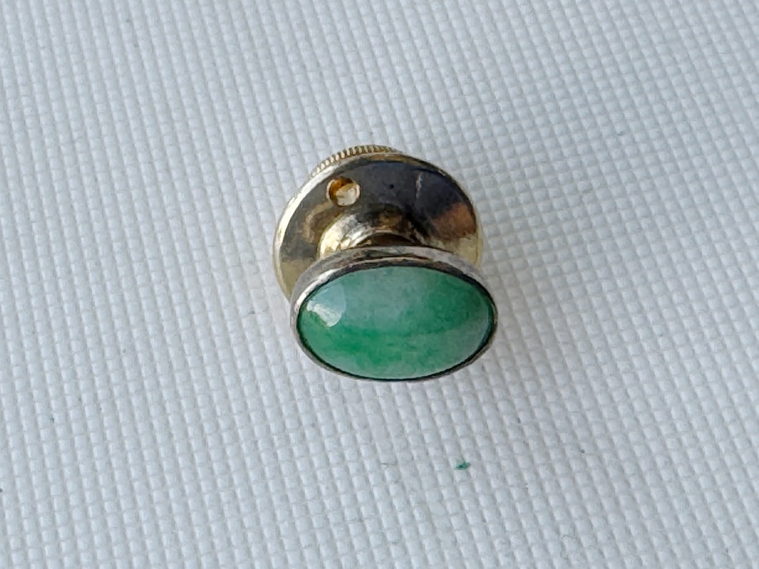 Vintage 14k Solid Gold Jade Tie Pin - Etsy