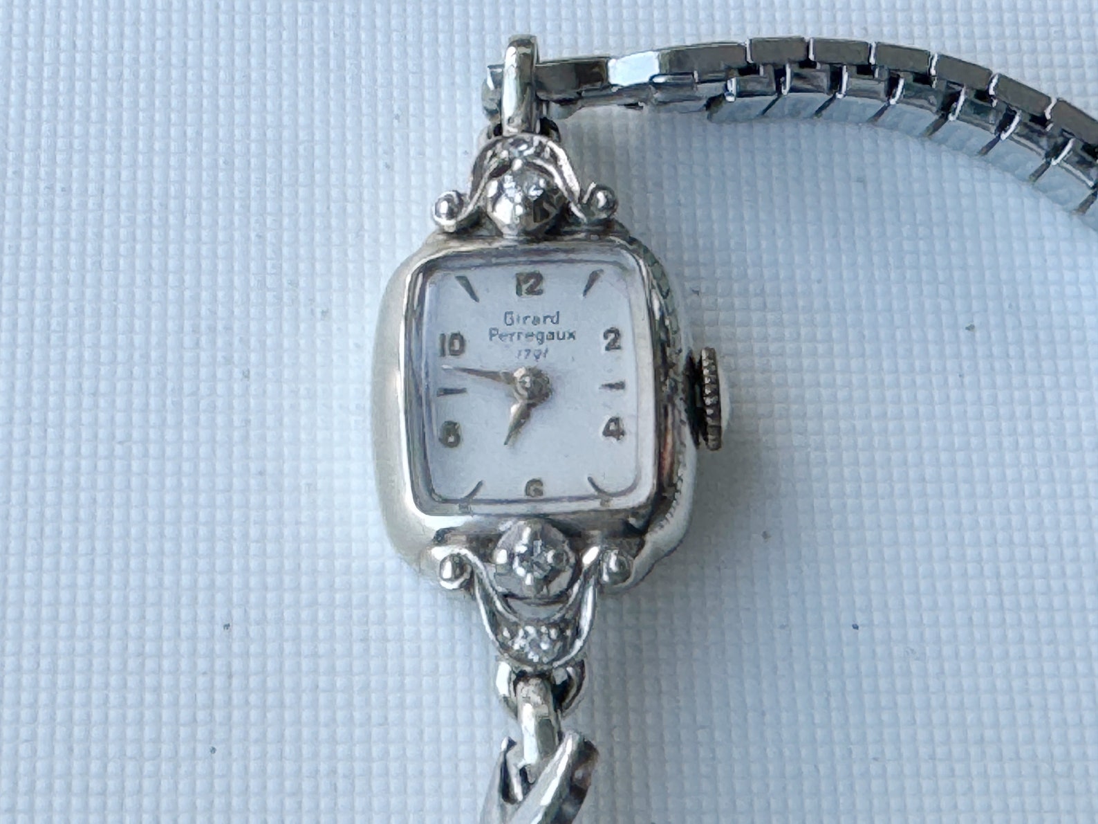 Vintage Girard-perregaux 14k White Gold and Diamond Ladies Mechanical ...