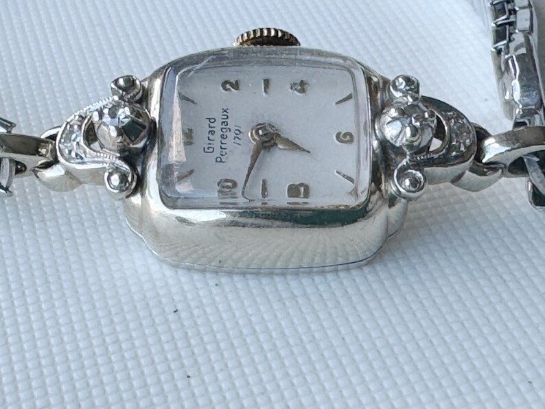 Vintage Girard-perregaux 14k White Gold and Diamond Ladies Mechanical ...