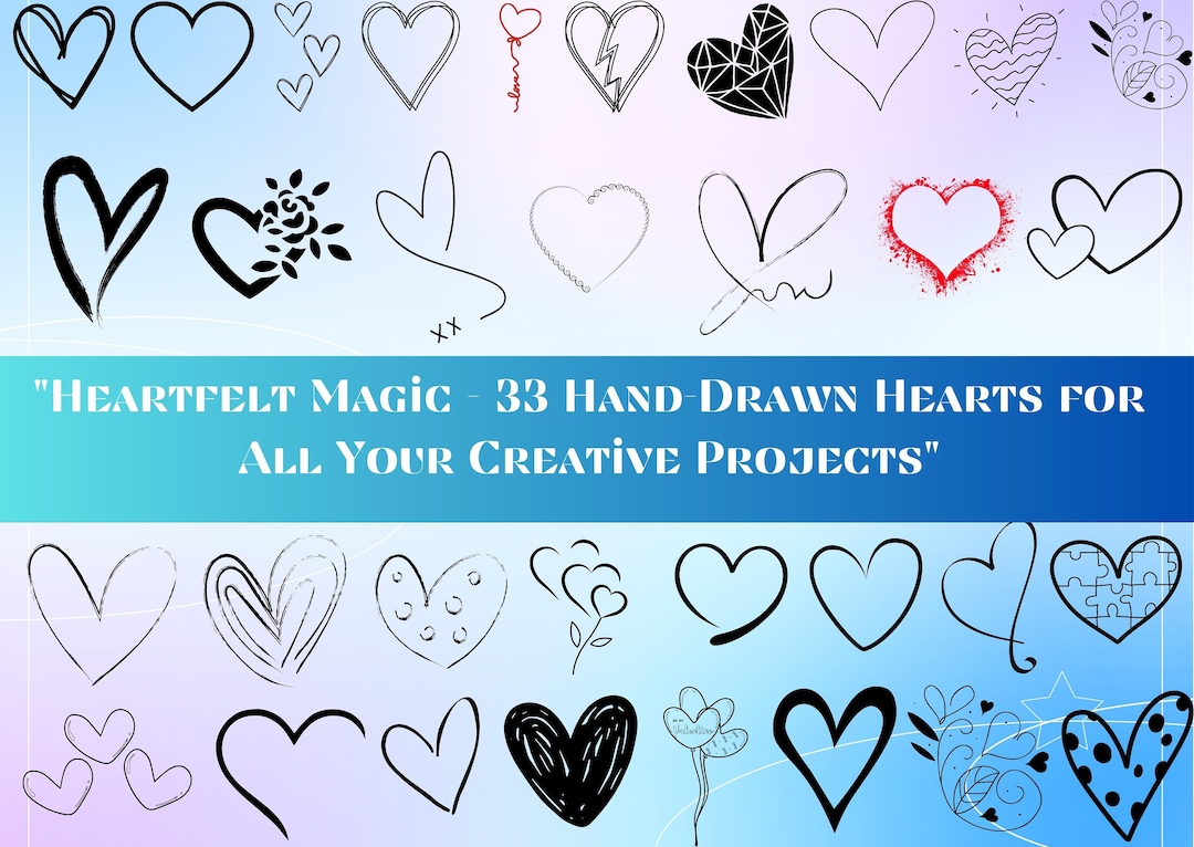 Heartfelt Magic 33 Hand-drawn Hearts for All Your Creative Projects - Etsy