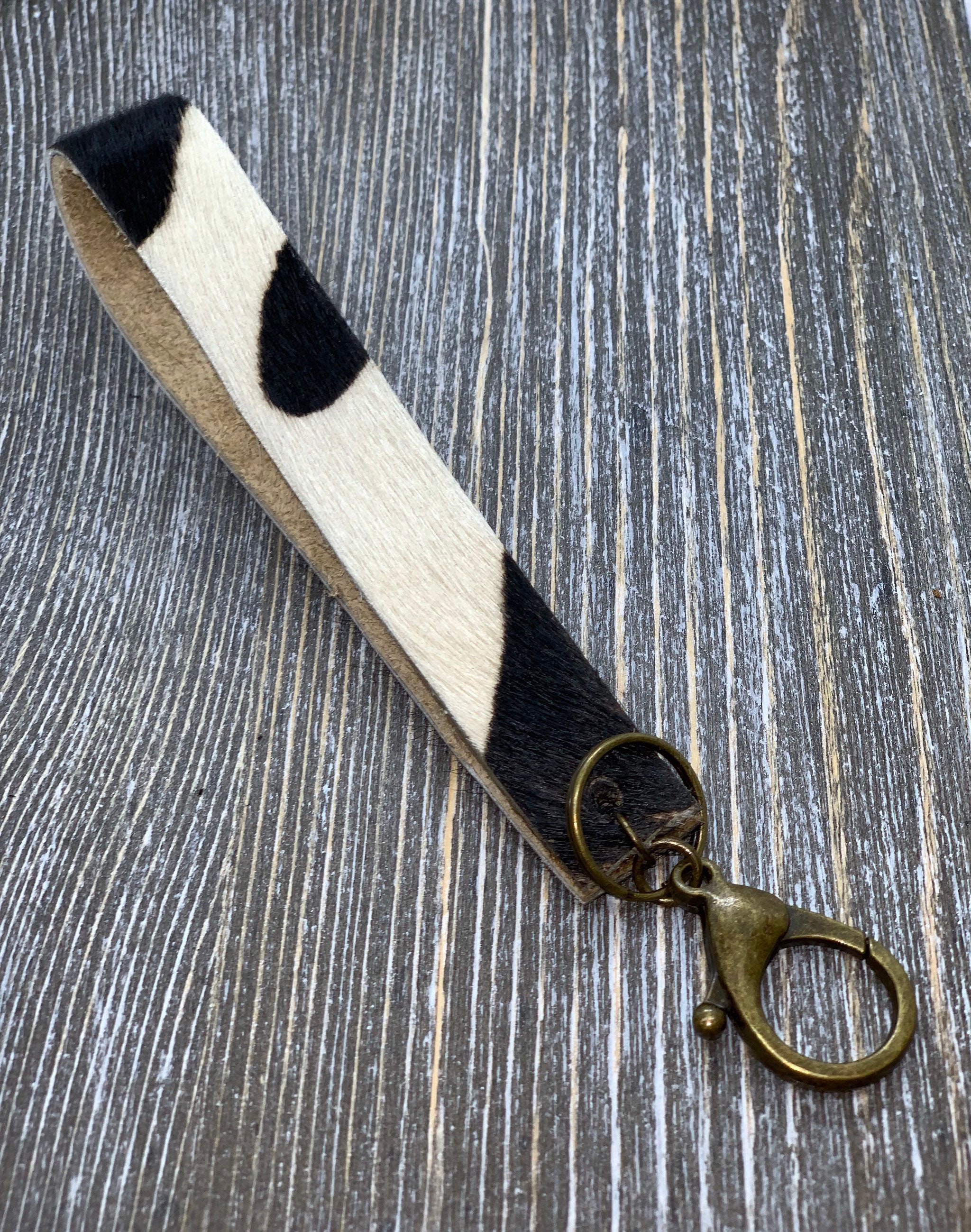 Cow Hair Leather Keychain With Clip - Etsy
