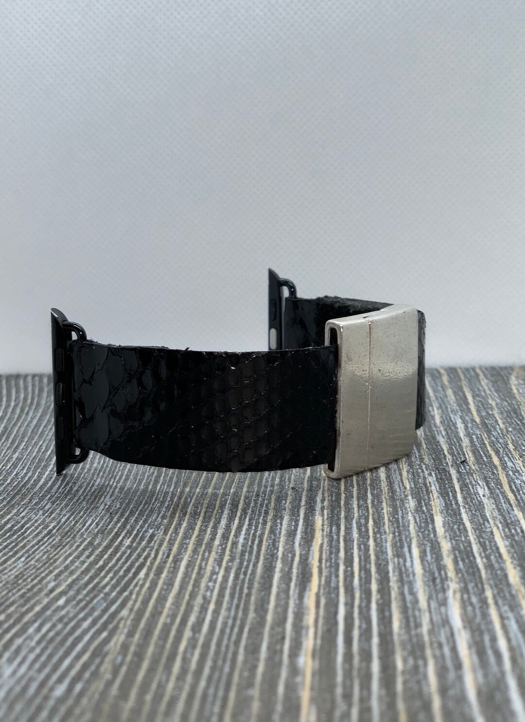 Black Python Leather Band for Apple Watch Size for 42 or 44 - Etsy
