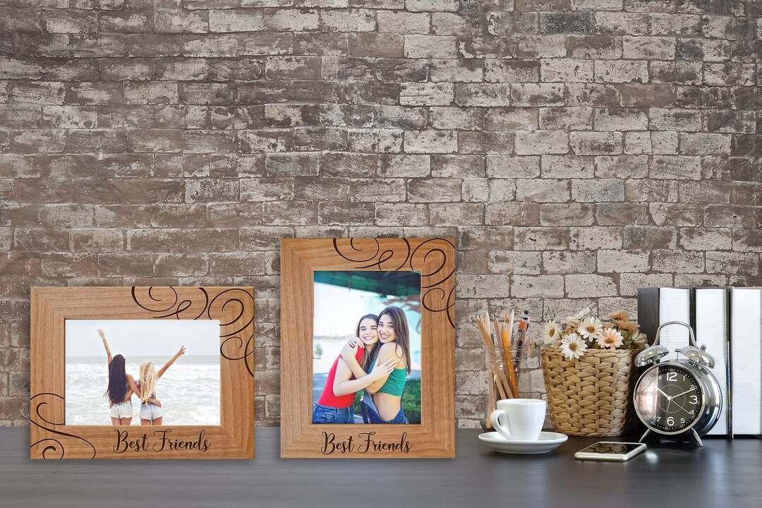 Best Friend Picture Frame, Best Friends, Engraved Natural Wood Photo ...