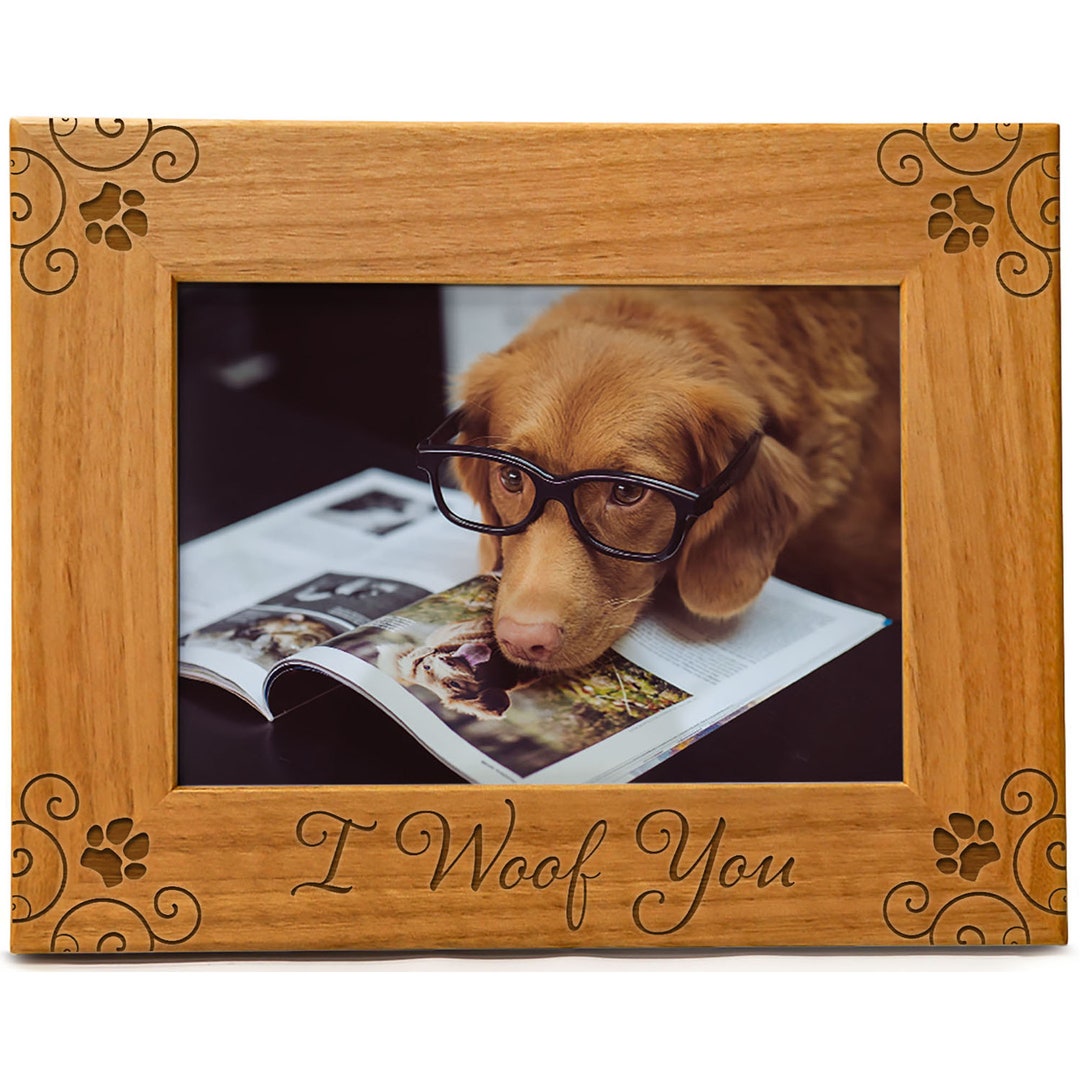 Cedar Crate Market I Woof You Pet Picture Frame Engraved Natural Wood ...