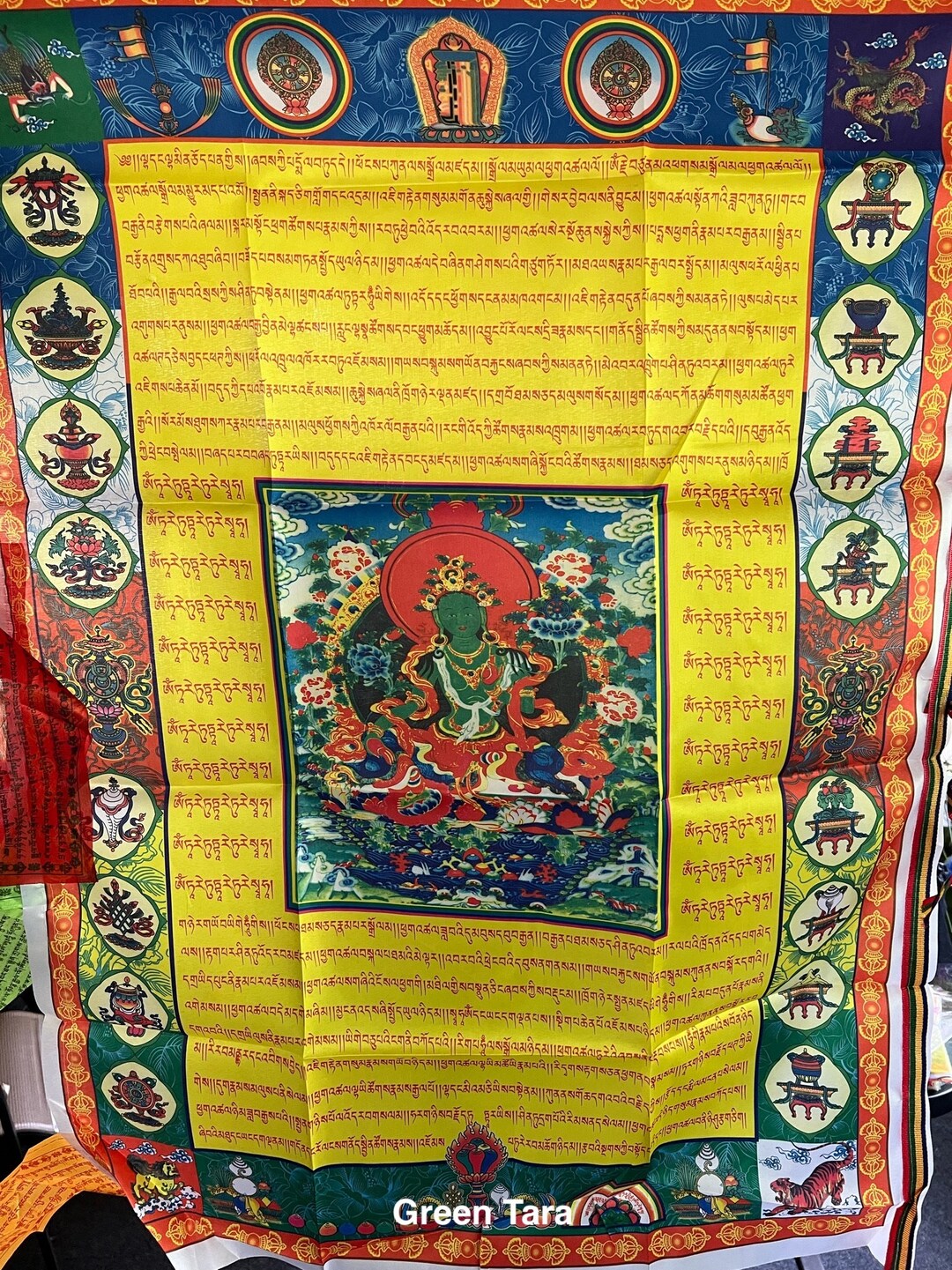 Huge Green Tara Prayer Flag Banner |tibetan Prayer Flags | 27in X 36in ...