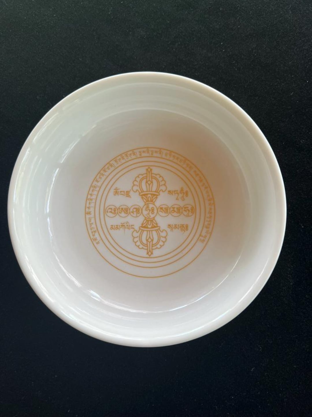 Ceramic Sang Offering Bowl | White With Gold Metallic Takdröl| Incense ...