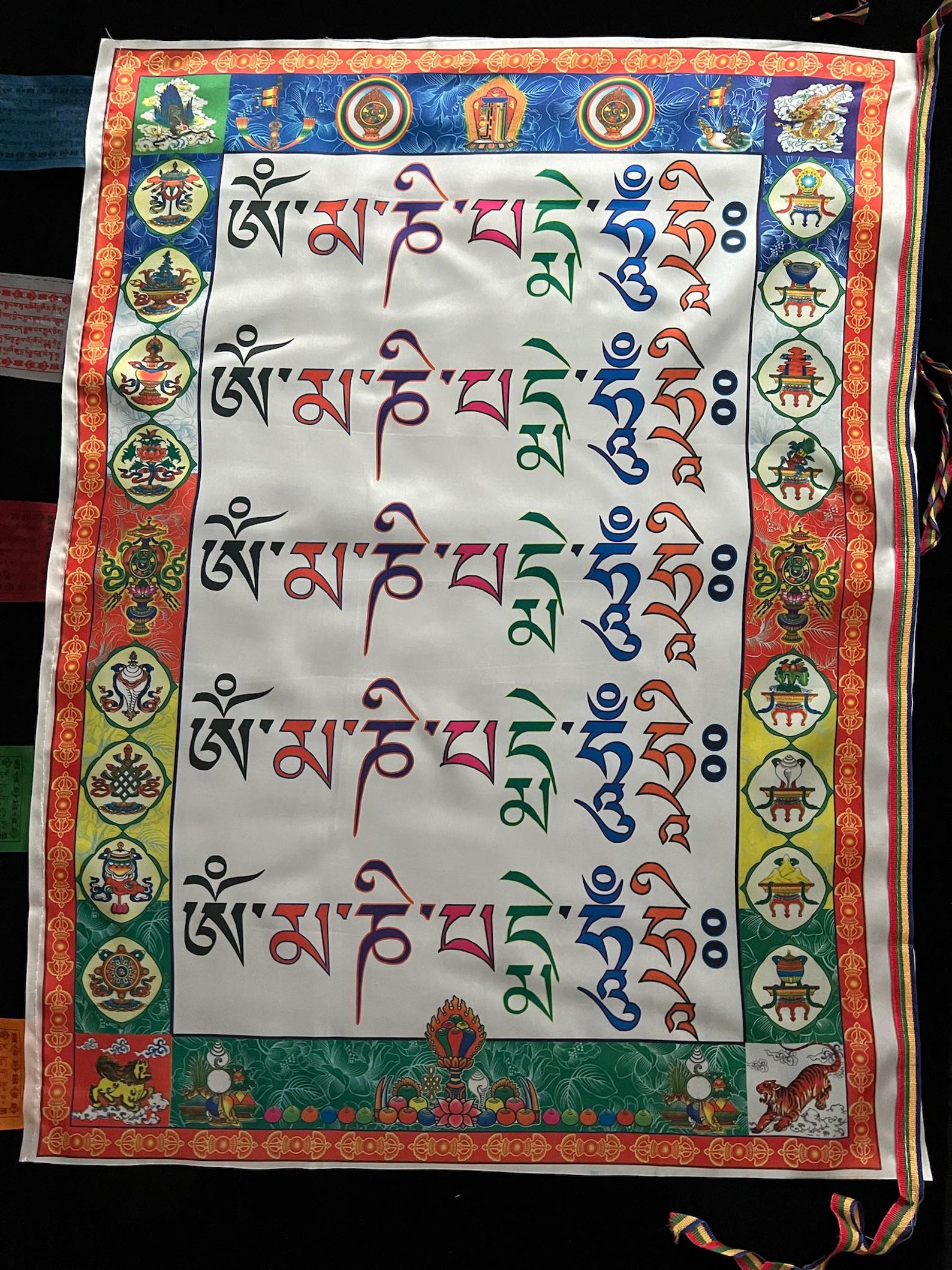 Huge Om Mani Padme Hung Hri Prayer Flag Banner |tibetan Prayer Flags ...