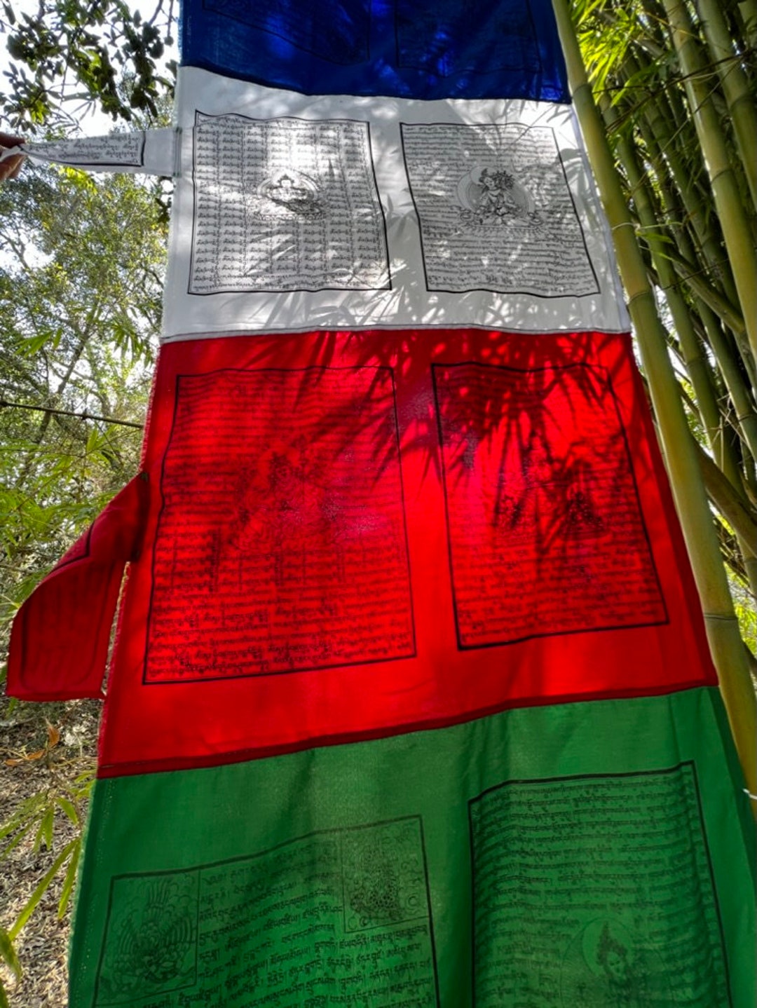 Majestic Double Flag Mixed Deity Vertical Prayer Flags | Tibetan Prayer ...