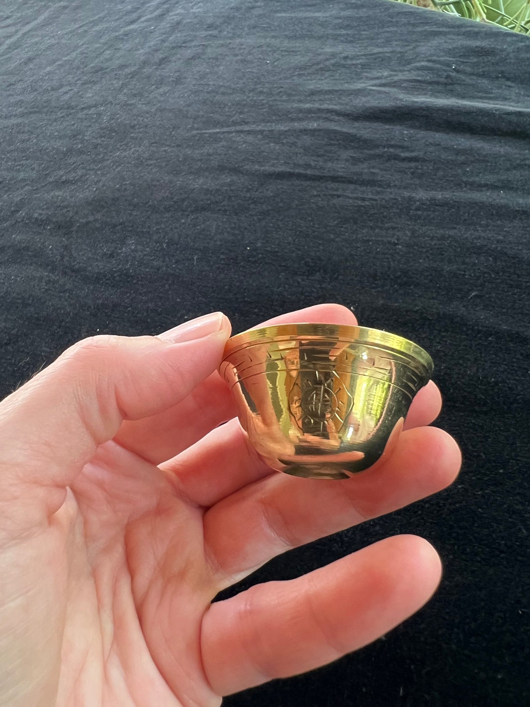 Tiny Tibetan Buddhist Water Offering Bowls Nepal 1.2 Inches Brass Set ...