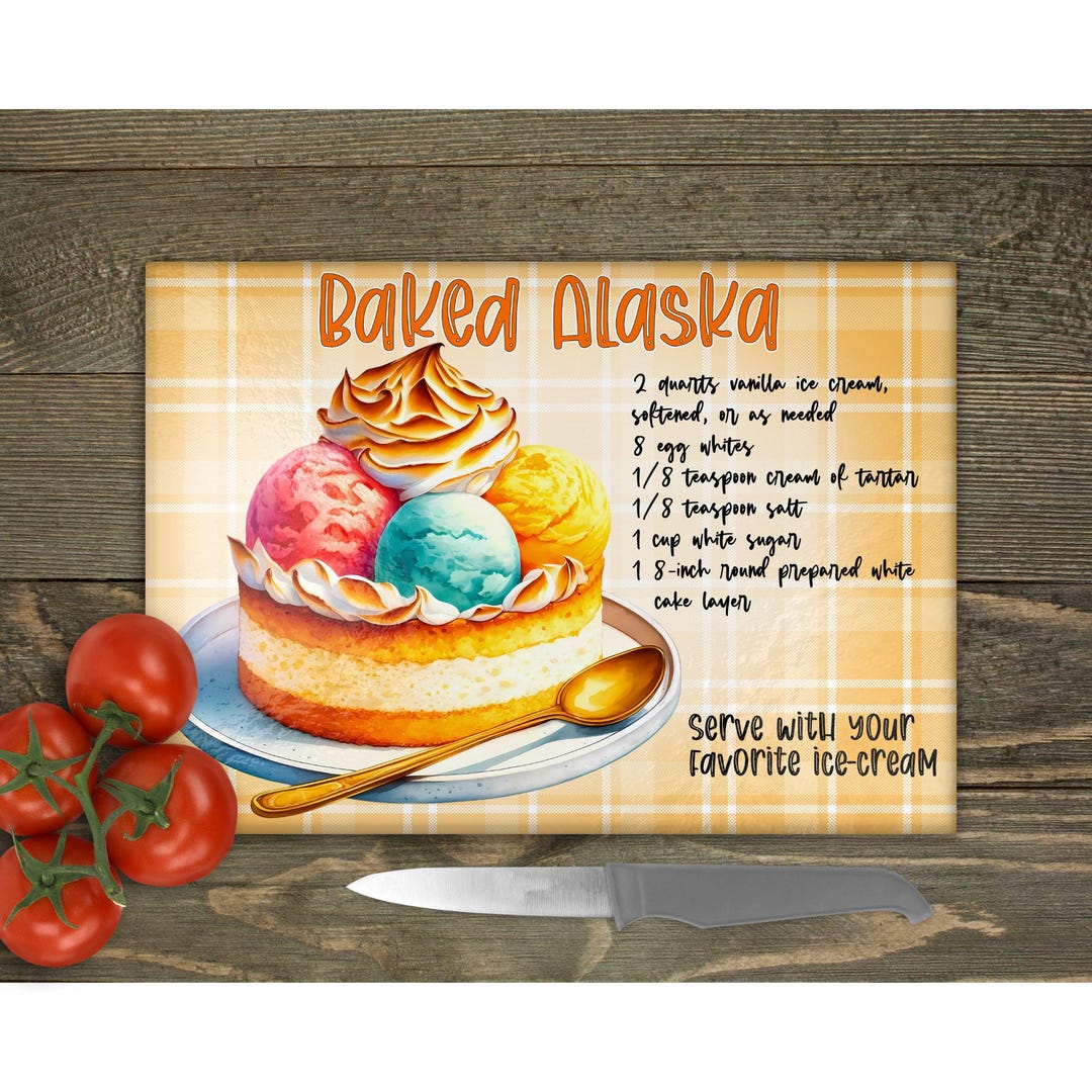 Baked Alaska Recipe Chopping Board - Glass Countertop Saver, Kitchen ...
