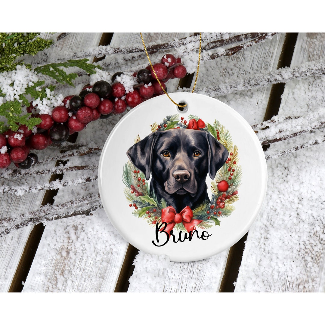 Black Labrador Retriever Christmas Tree Bauble Ornament, Ceramic ...