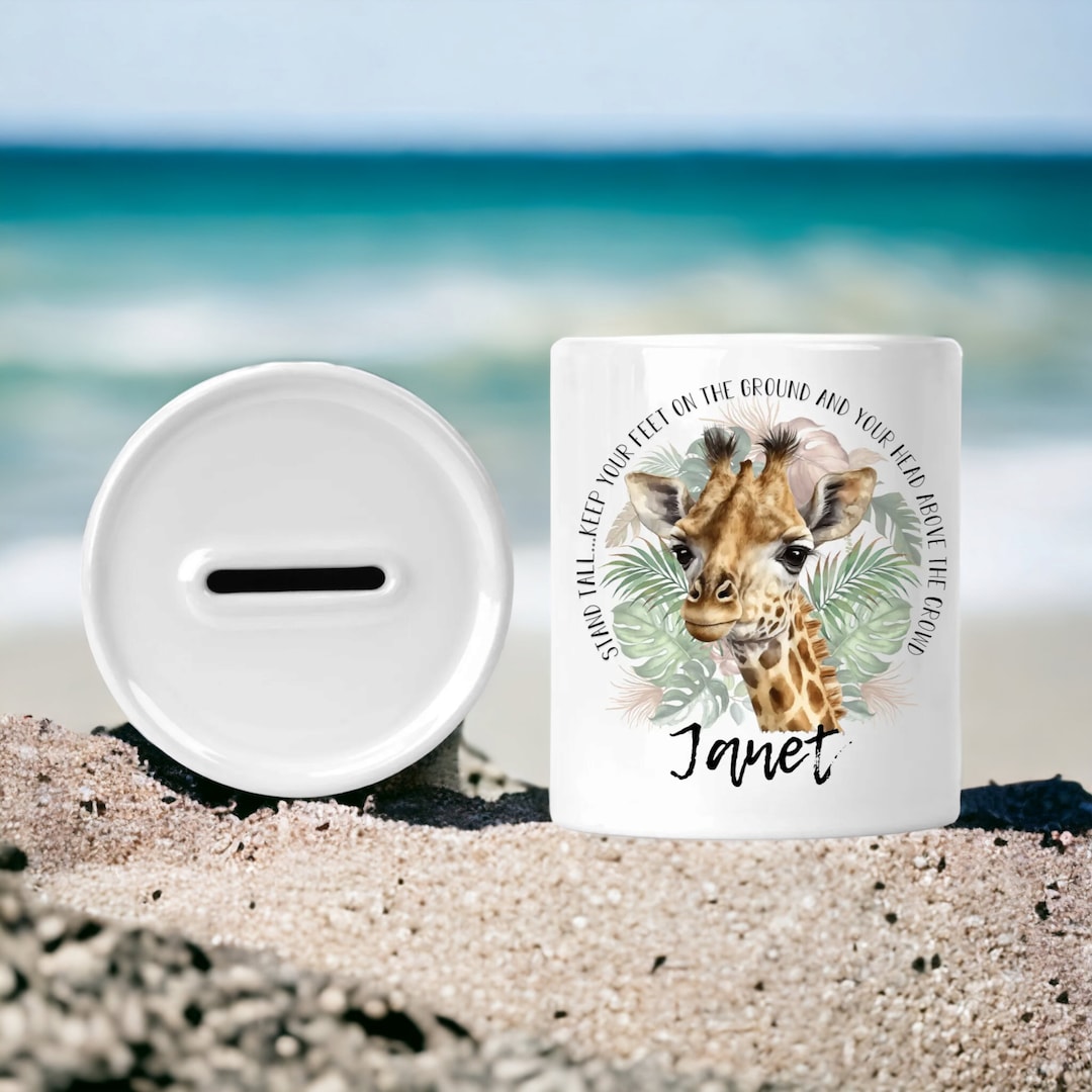 Personalised Baby Giraffe Affirmation Ceramic Piggy Bank, Ceramic Money ...