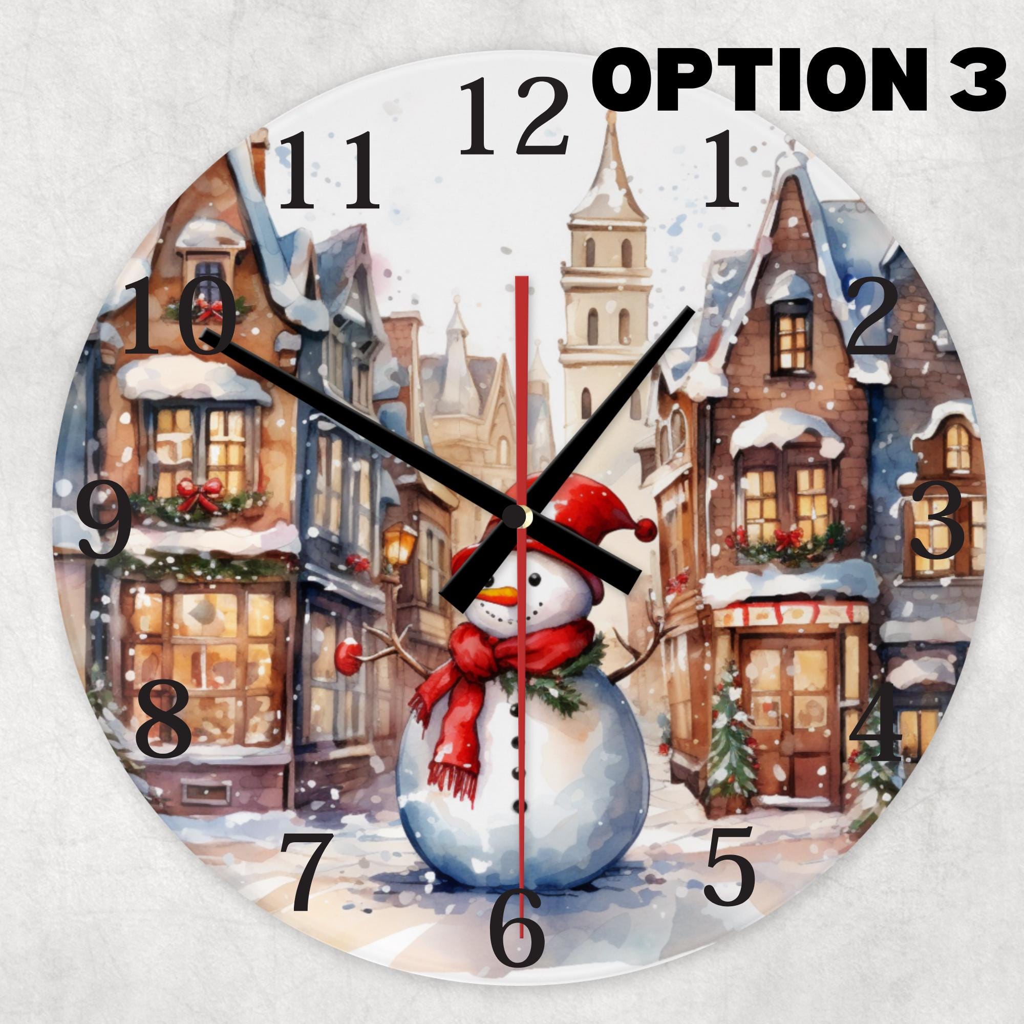 Snowman Winter Town Glass Clock – Christmas Holiday Decor - Etsy