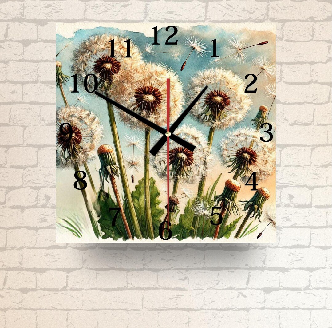 Dandelions Square Glass Wall Clock | Tempered Glass Clock | 20cm or ...