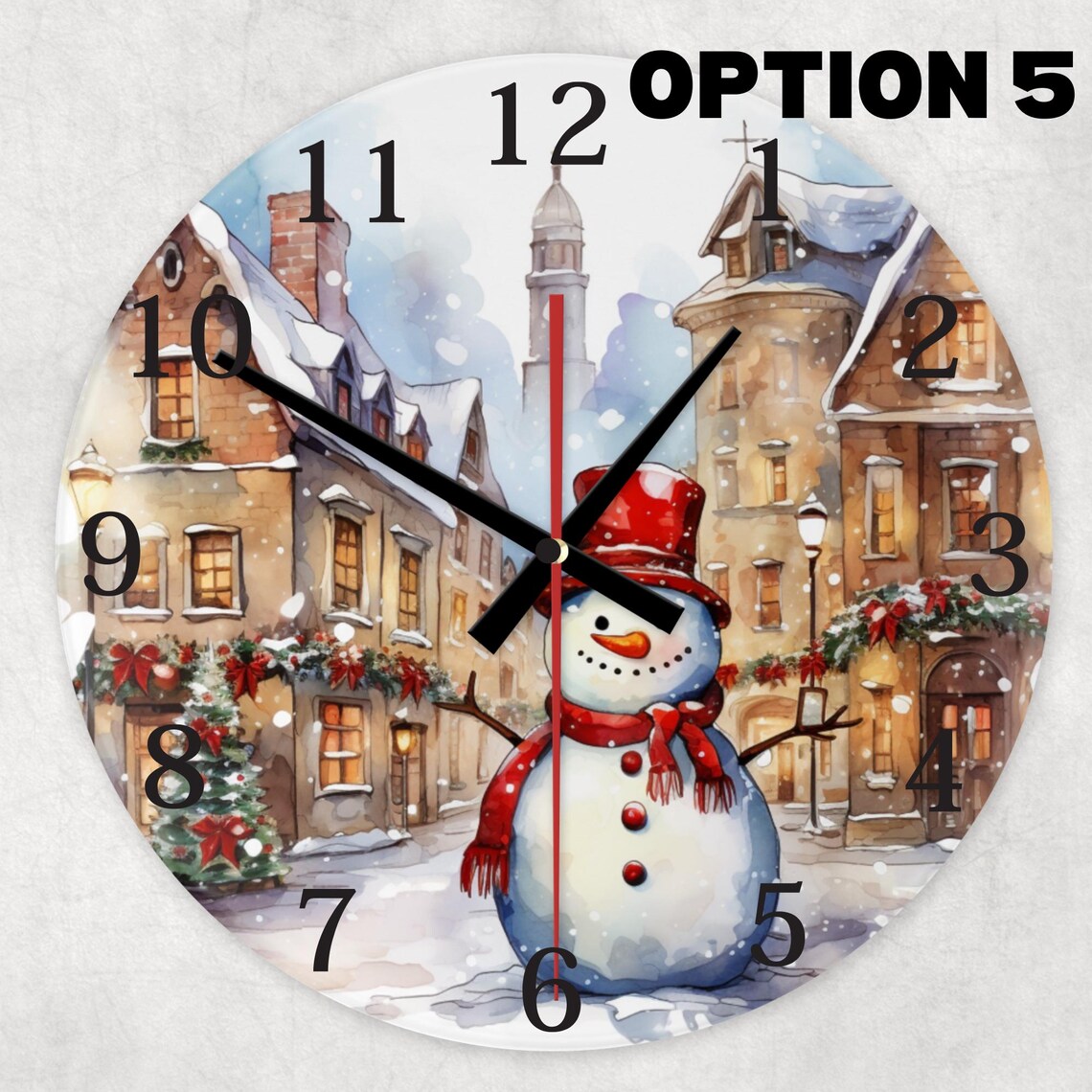 Snowman Winter Town Glass Clock – Christmas Holiday Decor - Etsy