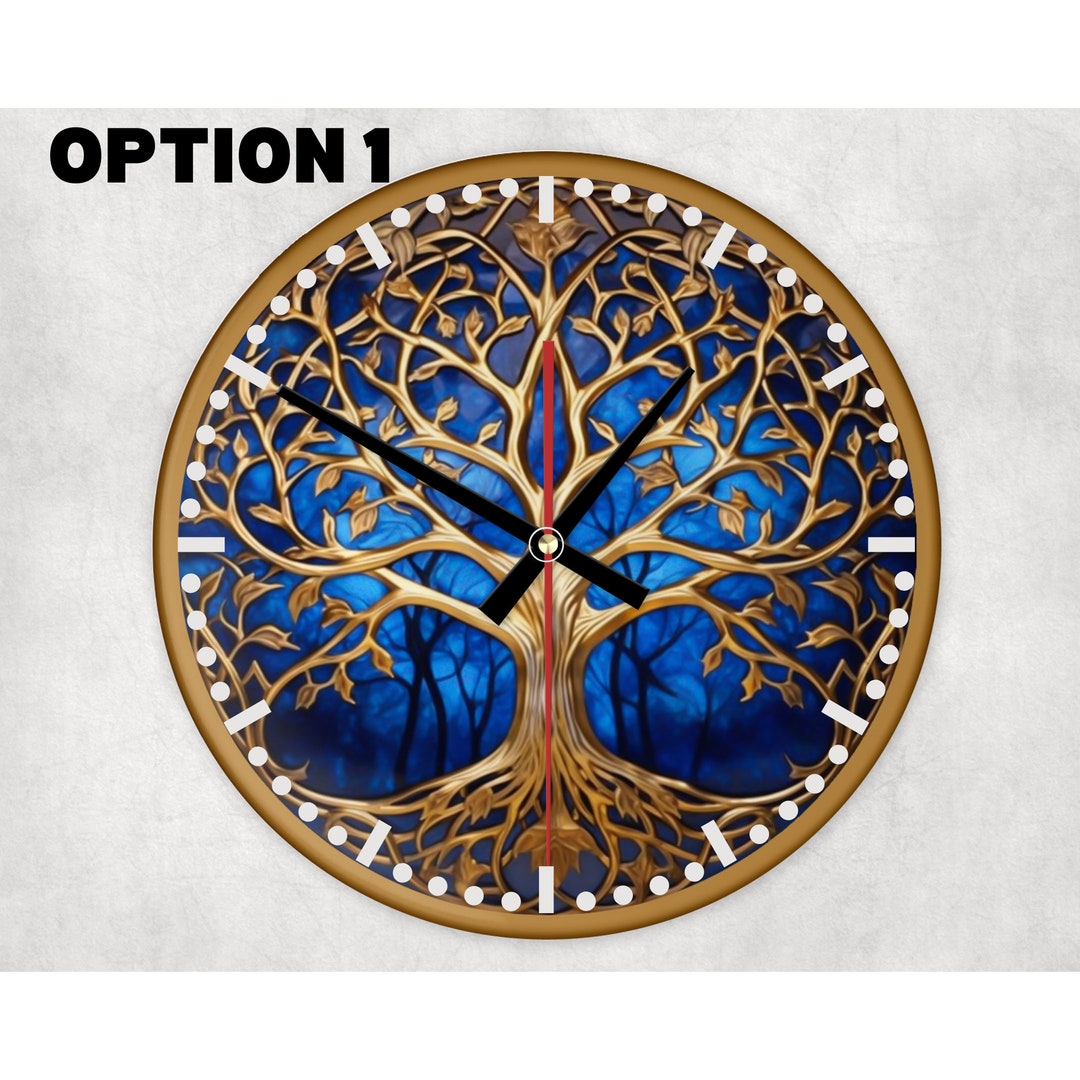 Tree of Life Glass Wall Clock: Faux Stained Glass Design - Etsy