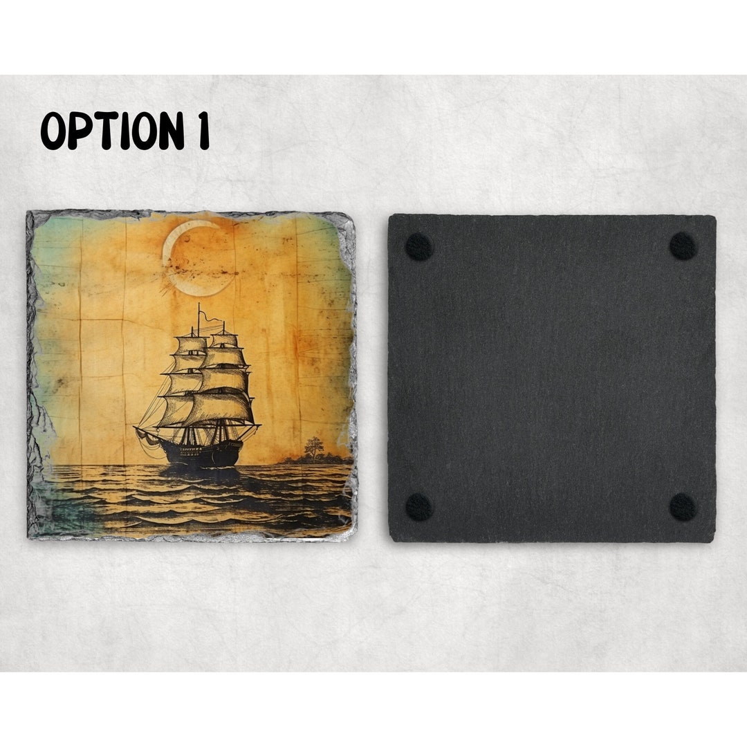 Vintage Ship Slate Coasters, Retro Sailing Boat Coasters, Home and ...