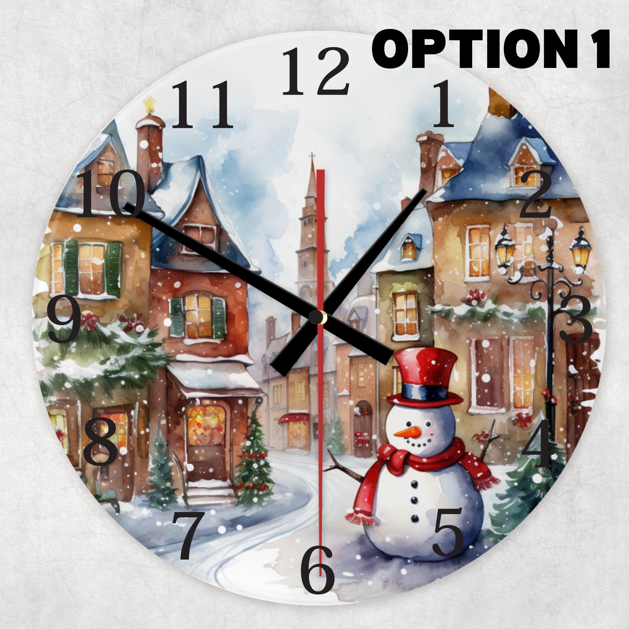 Snowman Winter Town Glass Clock – Christmas Holiday Decor - Etsy
