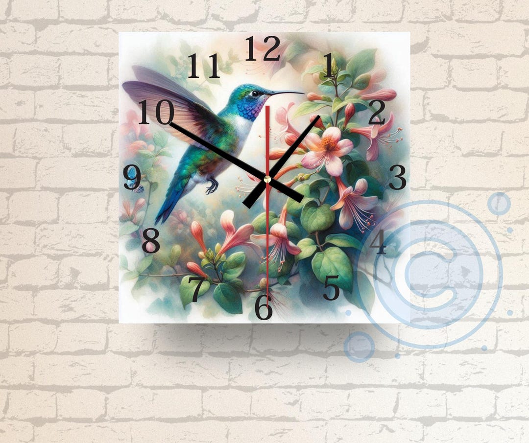 Hummingbird Wall Clock: Pink Floral Glass Clock, Nature Home Decor - Etsy