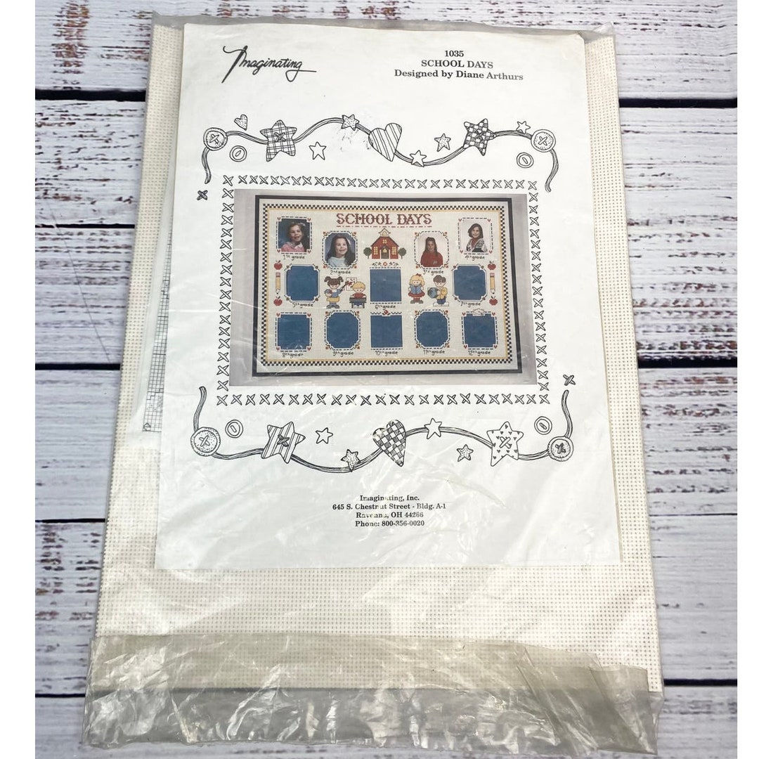 Vintage Needle Point Craft School Days Kit K-12 Sewing Needle Point ...