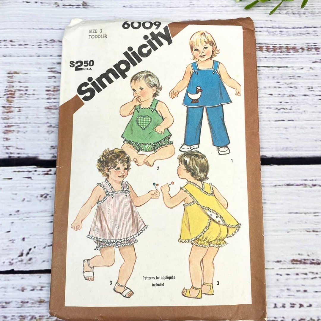 Simplicity 6009 Vintage Sewing Pattern Toddler 3t Sundress Bloomer ...