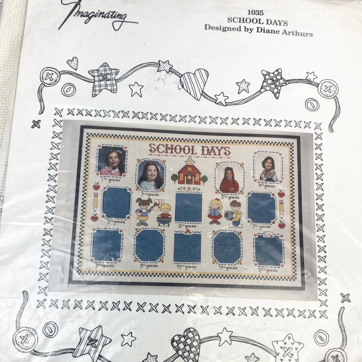 Vintage Needle Point Craft School Days Kit K-12 Sewing Needle Point ...