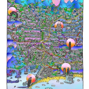 BARCELONA Poster - Map of BARCELONA - Hand Drawn Cartography for Wall ...