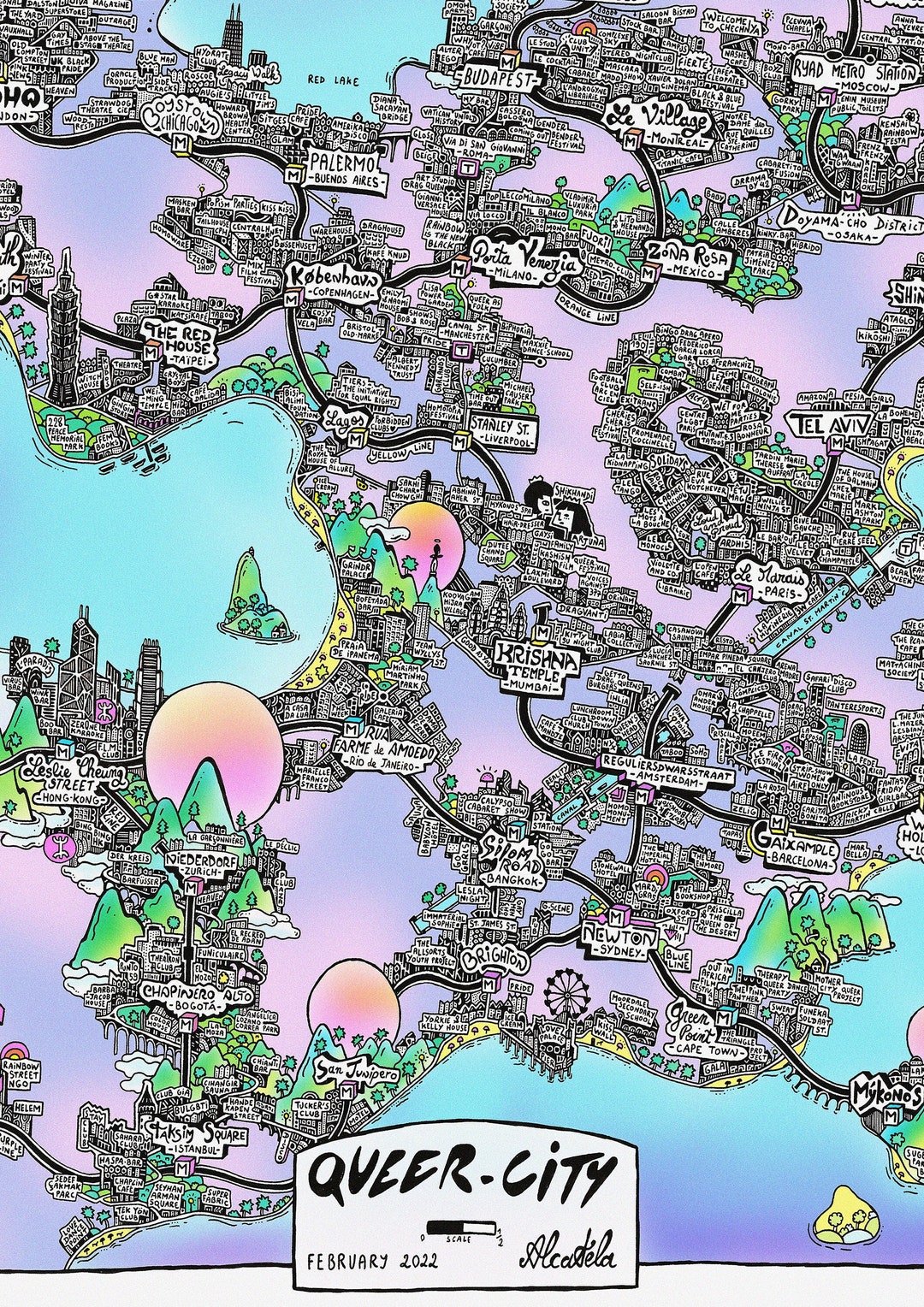 QUEER CITY Hand Drawn LGBTQI Cartography Poster for Wall Decor - Etsy UK