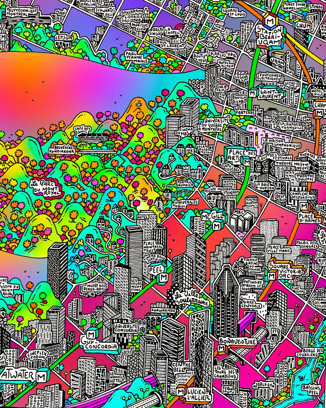 MONTREAL Poster - Map of Montreal - Hand-drawn Cartography for Wall ...