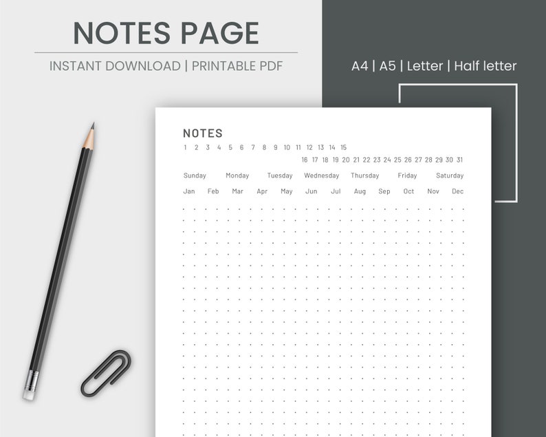 Dot Grid Paper Printable, Bullet Journal Template, Dot Graph Paper ...