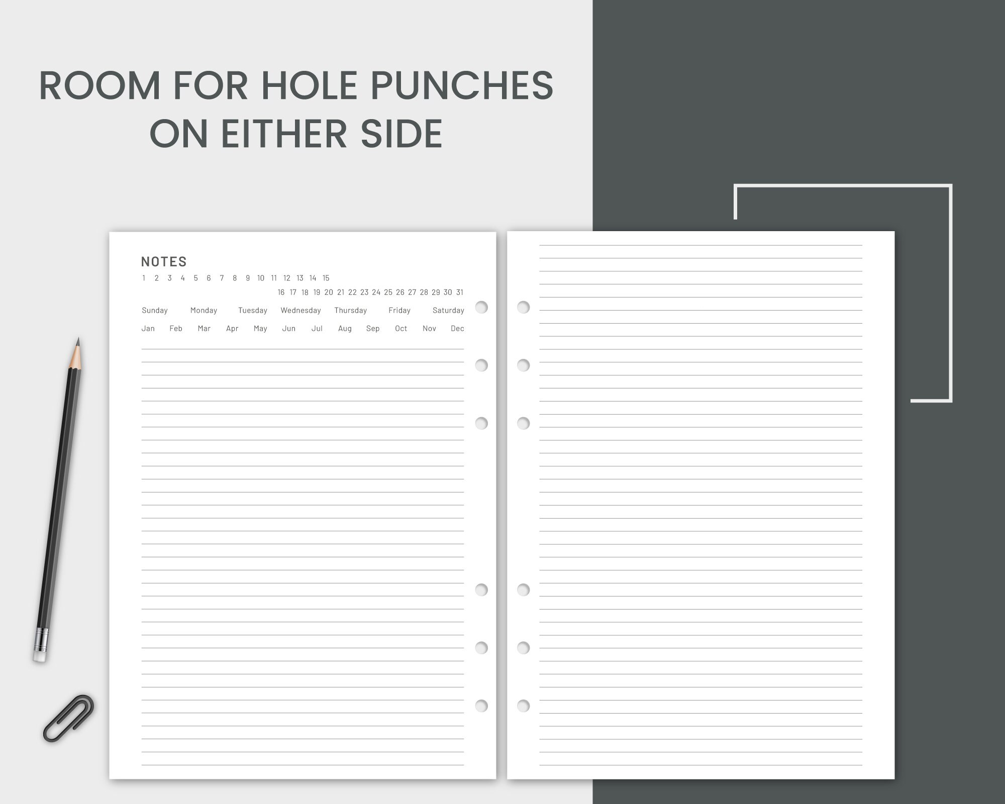 Notes Pages Printable, Writing Paper, Blank Notes, Lined and Dated ...