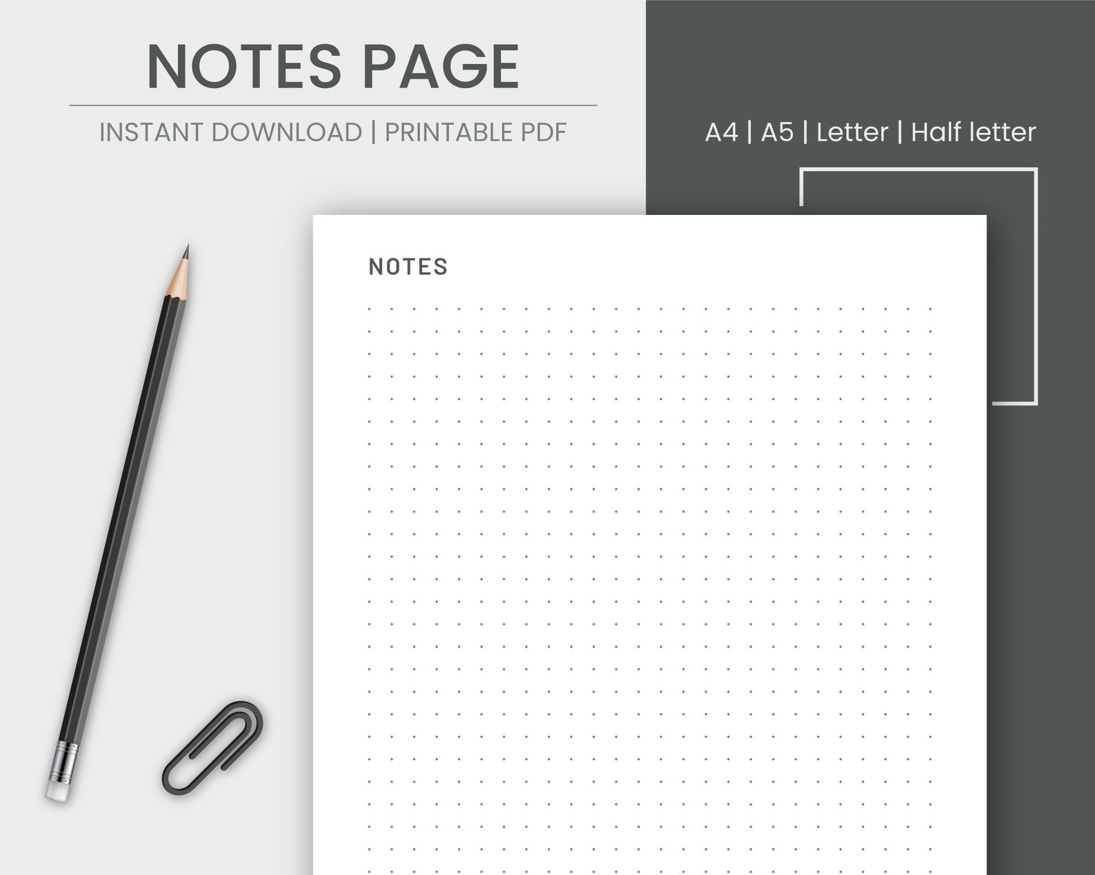Dot Grid Paper Printable, Bullet Journal Template, Dot Graph Paper ...
