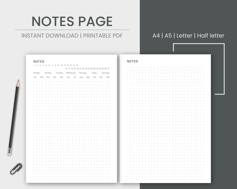 Dot Grid Paper Printable, Bullet Journal Template, Dot Graph Paper ...