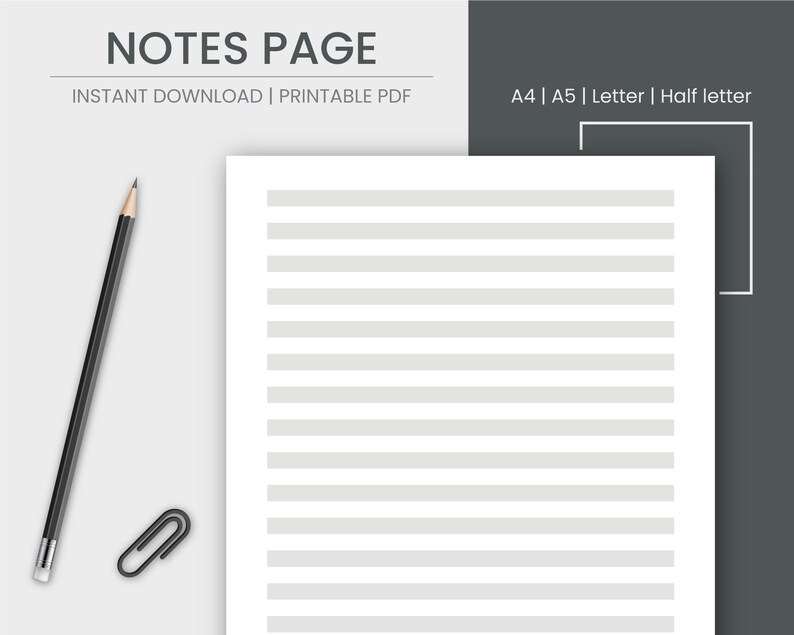 Notebook Paper Pages Printable, Printable Notes Page, Writing Paper ...