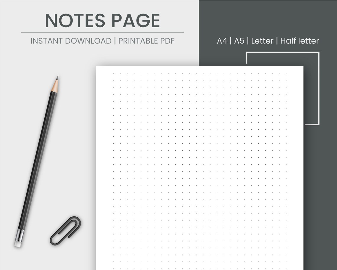 Dot Grid Paper Printable, Bullet Journal Template, Dot Graph Paper ...