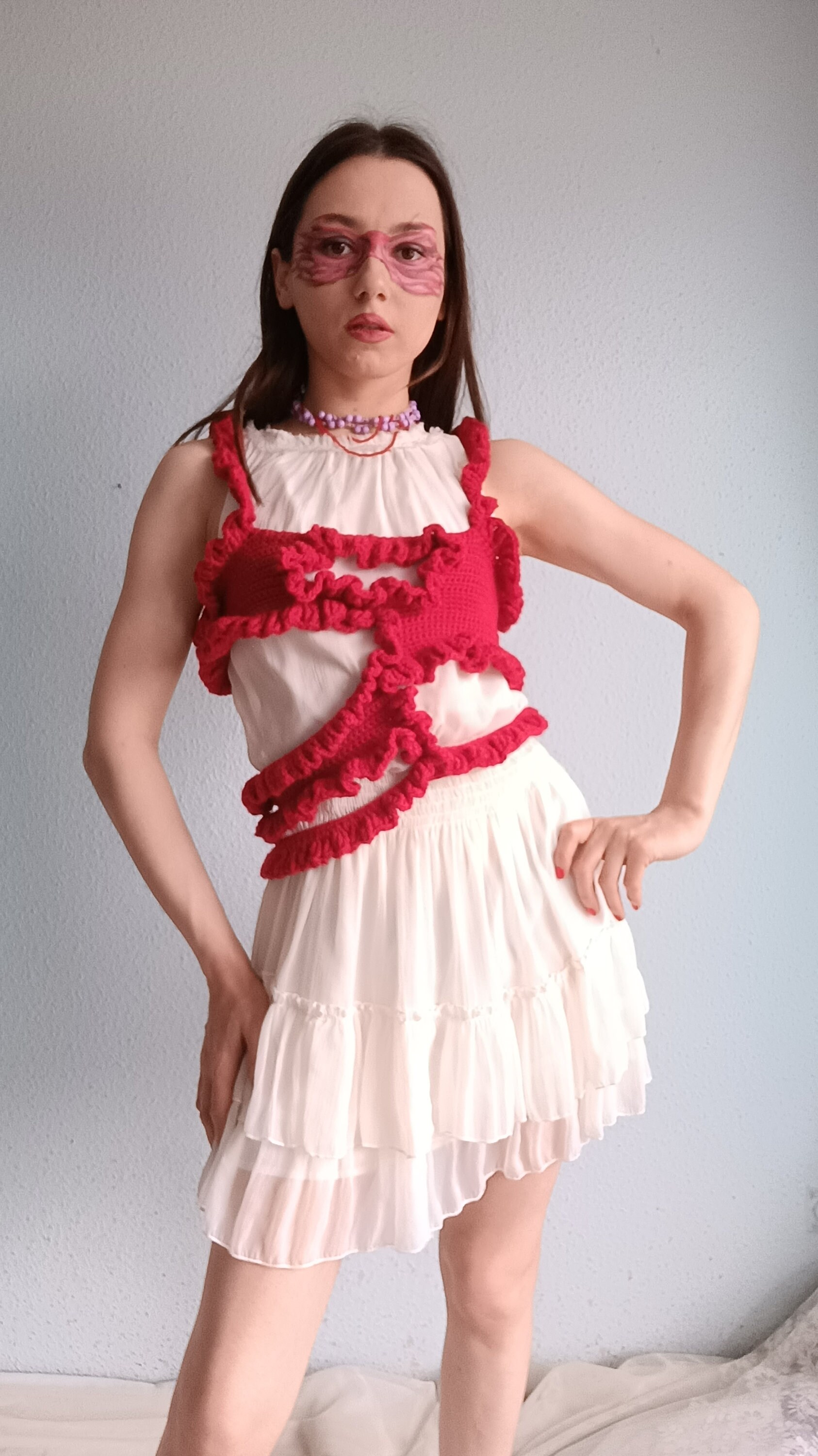 Red Crochet Ruffle Top - Etsy