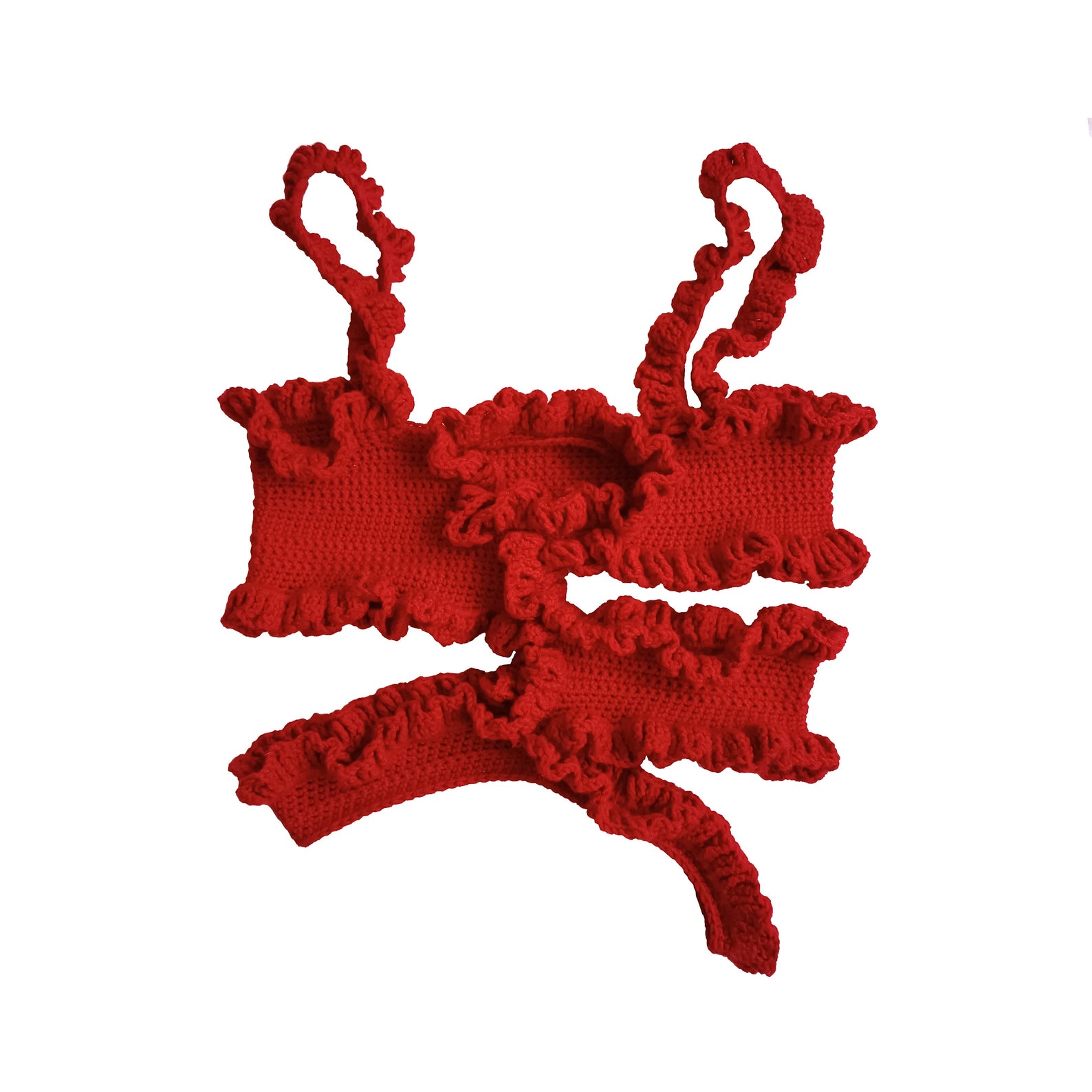 Red Crochet Ruffle Top - Etsy