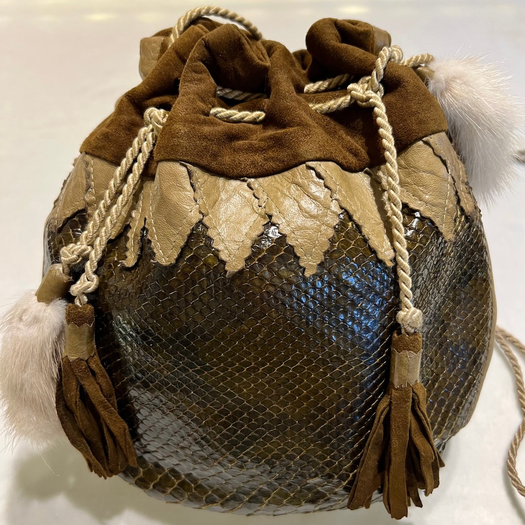 Vintage Boho Liv Barfoed Snake Skin Bag - Etsy