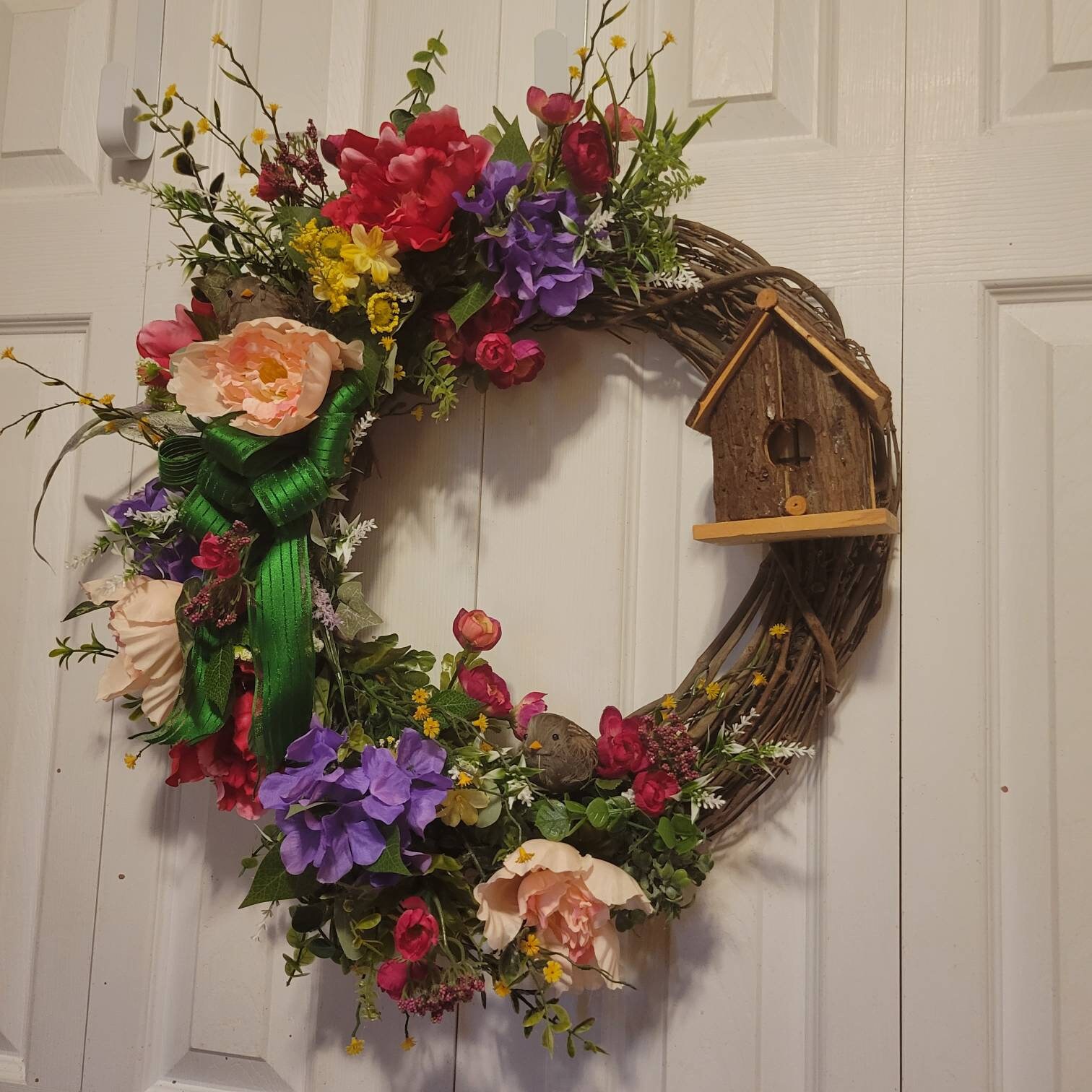 Rustic Birdhouse Wreath With Sparrows Summer Wreath With - Etsy