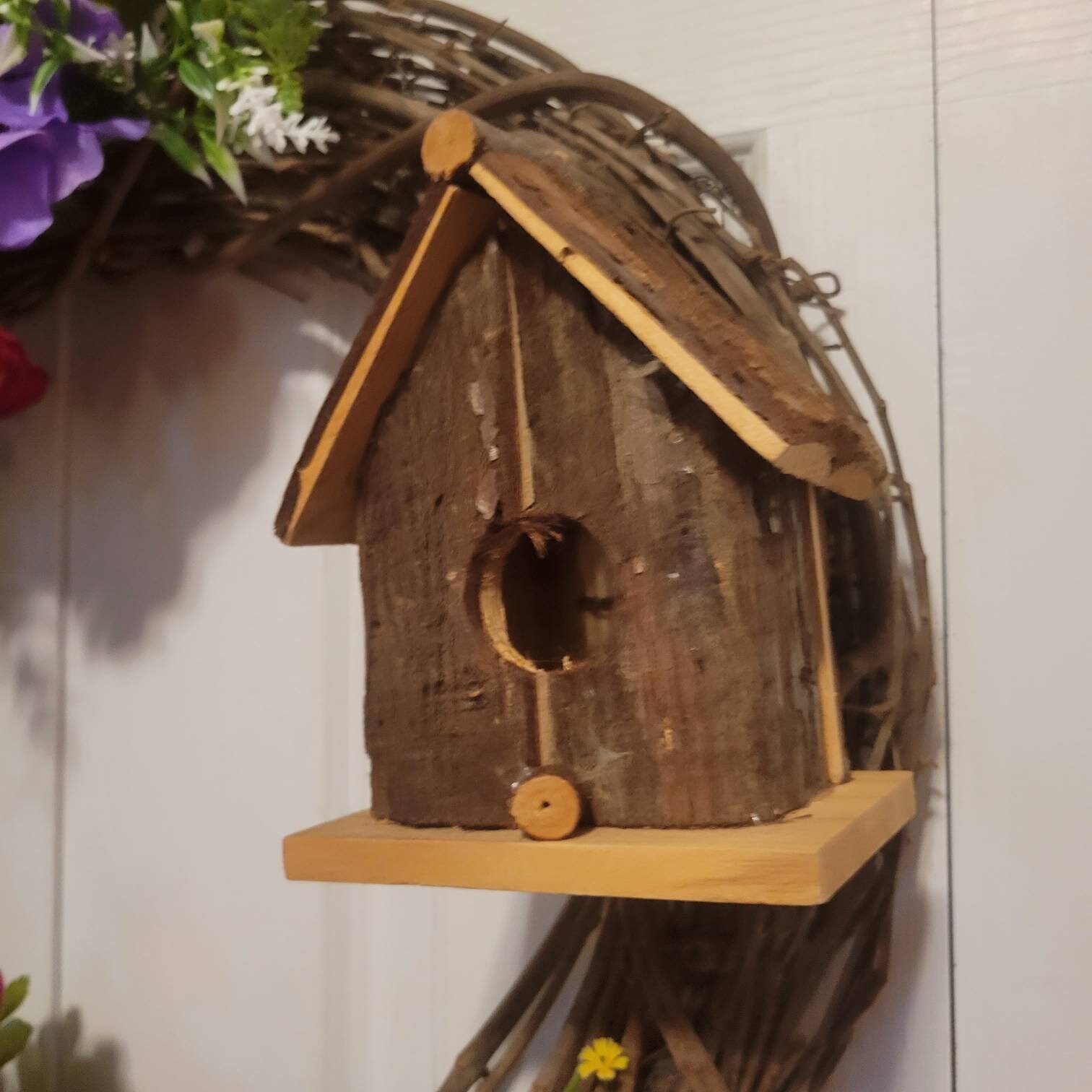 Rustic Birdhouse Wreath With Sparrows, Summer Wreath With Birdhouse ...
